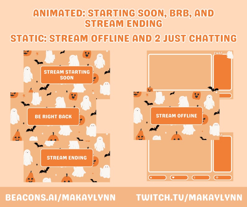 Animated Ghost Pumpkin Twitch Overlays and Scenes - Stream Starting ...