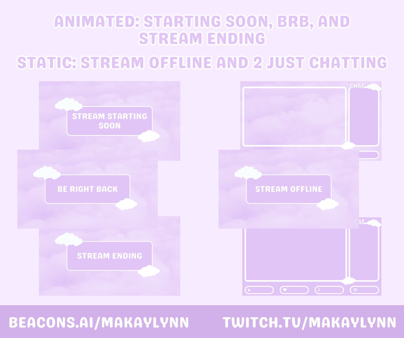 Animated Purple Clouds Twitch Overlays and Scenes - Stream Starting ...
