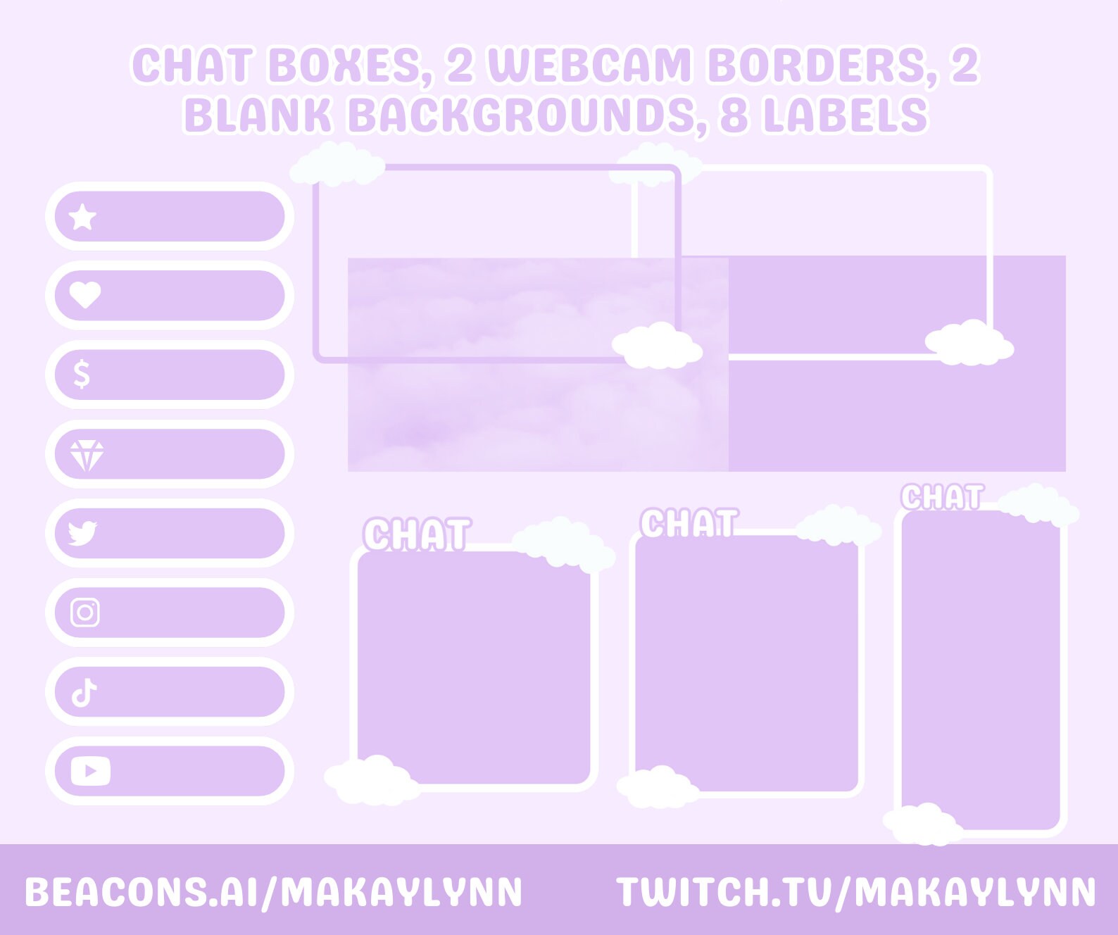 Animated Purple Clouds Twitch Overlays and Scenes - Stream Starting ...