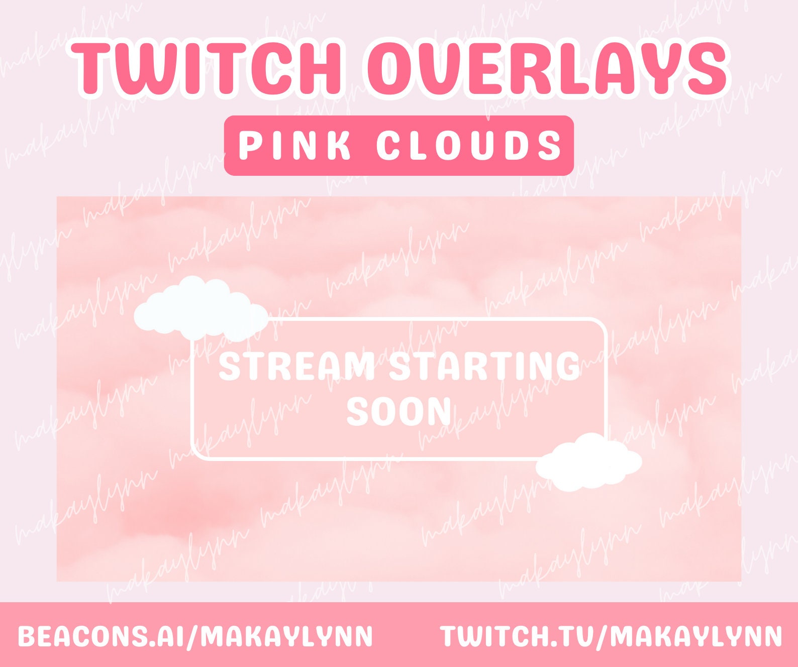 Animated Pink Cloud Twitch Overlays and Scenes - Stream Starting, Be ...