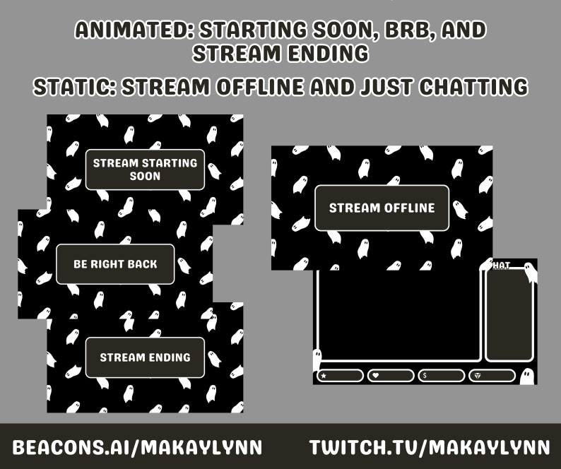 Animated Spooky Ghost Twitch Overlays & Scenes - Stream Starting, Be ...