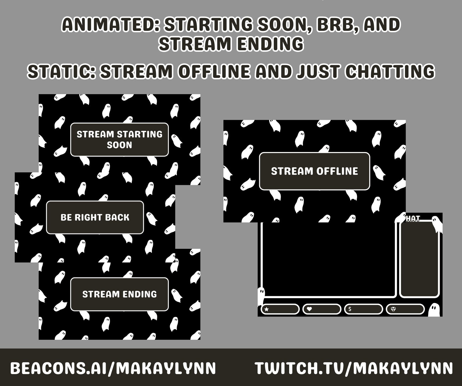 Animated Spooky Ghost Twitch Overlays & Scenes - Stream Starting, Be ...