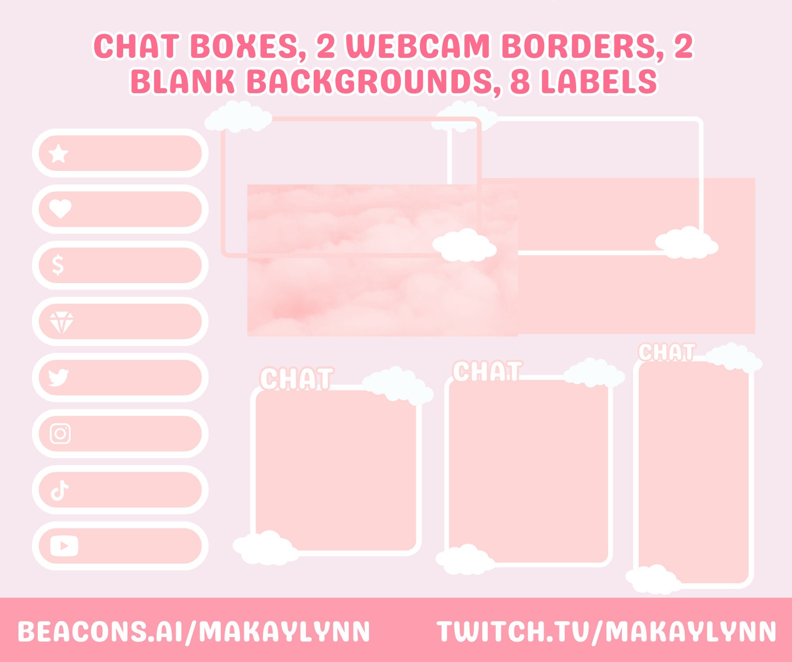 Animated Pink Cloud Twitch Overlays and Scenes Stream Starting, Be ...