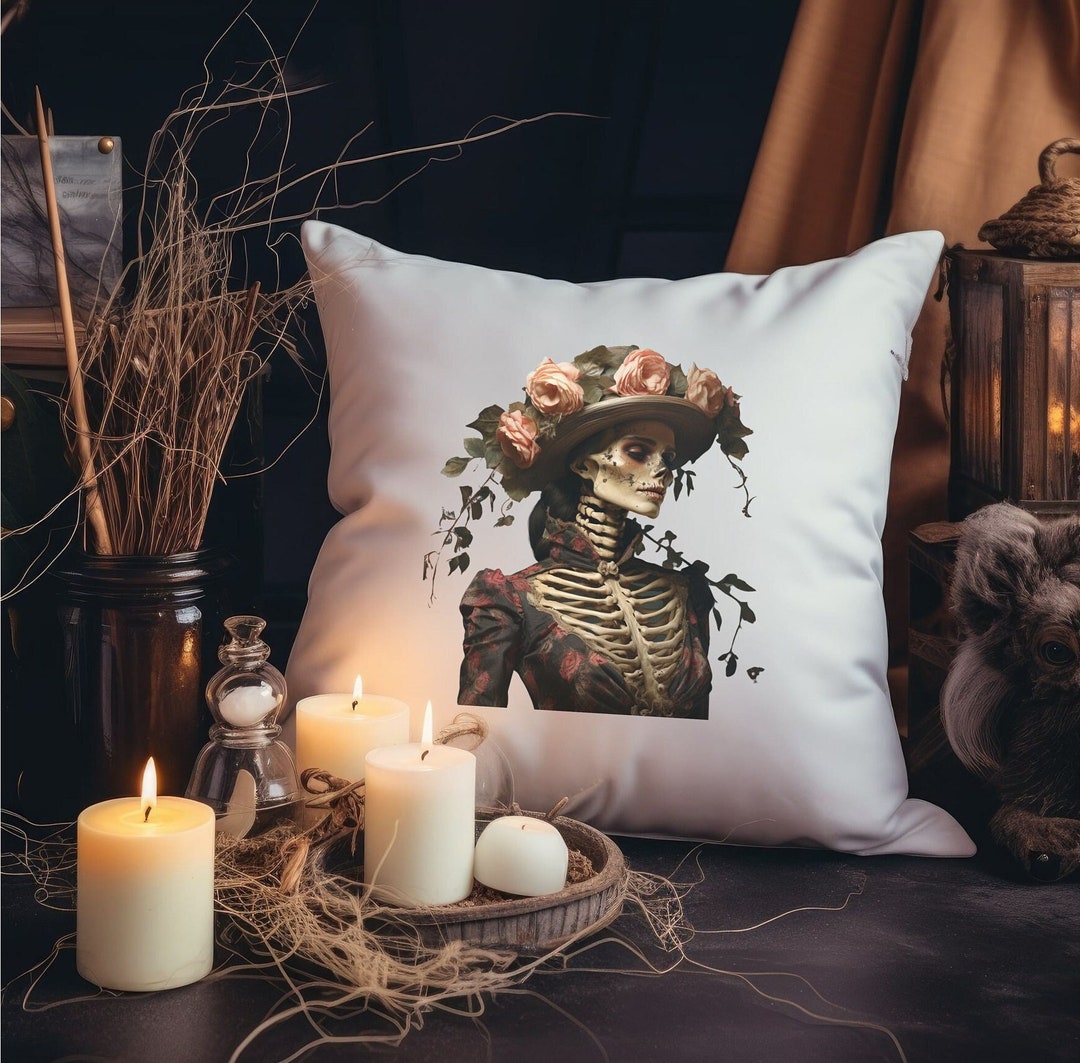 Gothic Pillow, Gothic Skeleton Pillow, Gothic Decor, Classy Horror ...