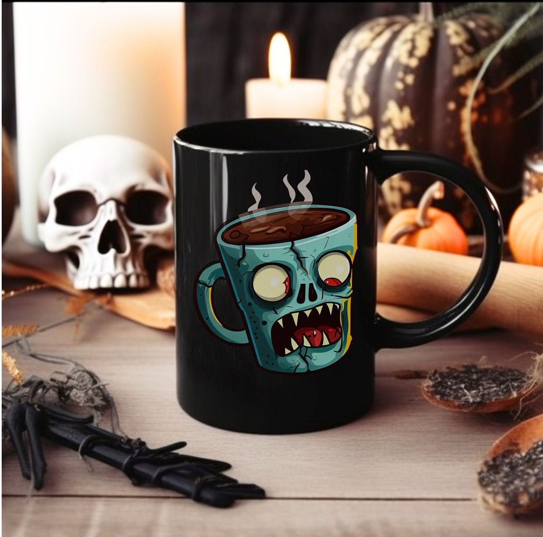 Zombie Black Coffee Mug, Coffee Mug With Zombies, Coffee Cup for Horror ...
