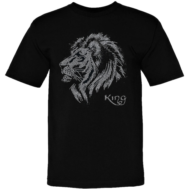 Lion Beast Silver Bling Rhinestone Men's T-shirt - Etsy