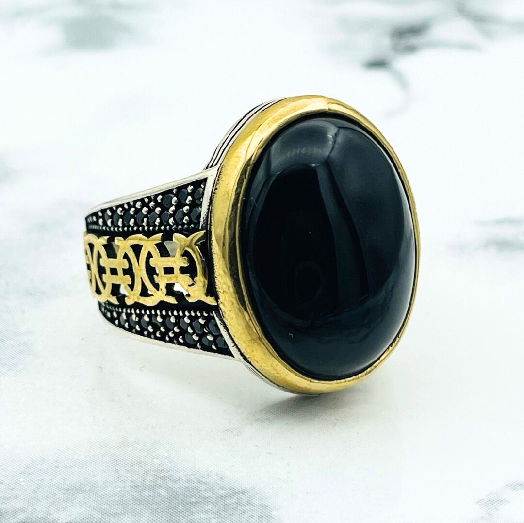 Ottoman Style Men's Ring: Handmade 925 Sterling Silver Black Onyx - Etsy