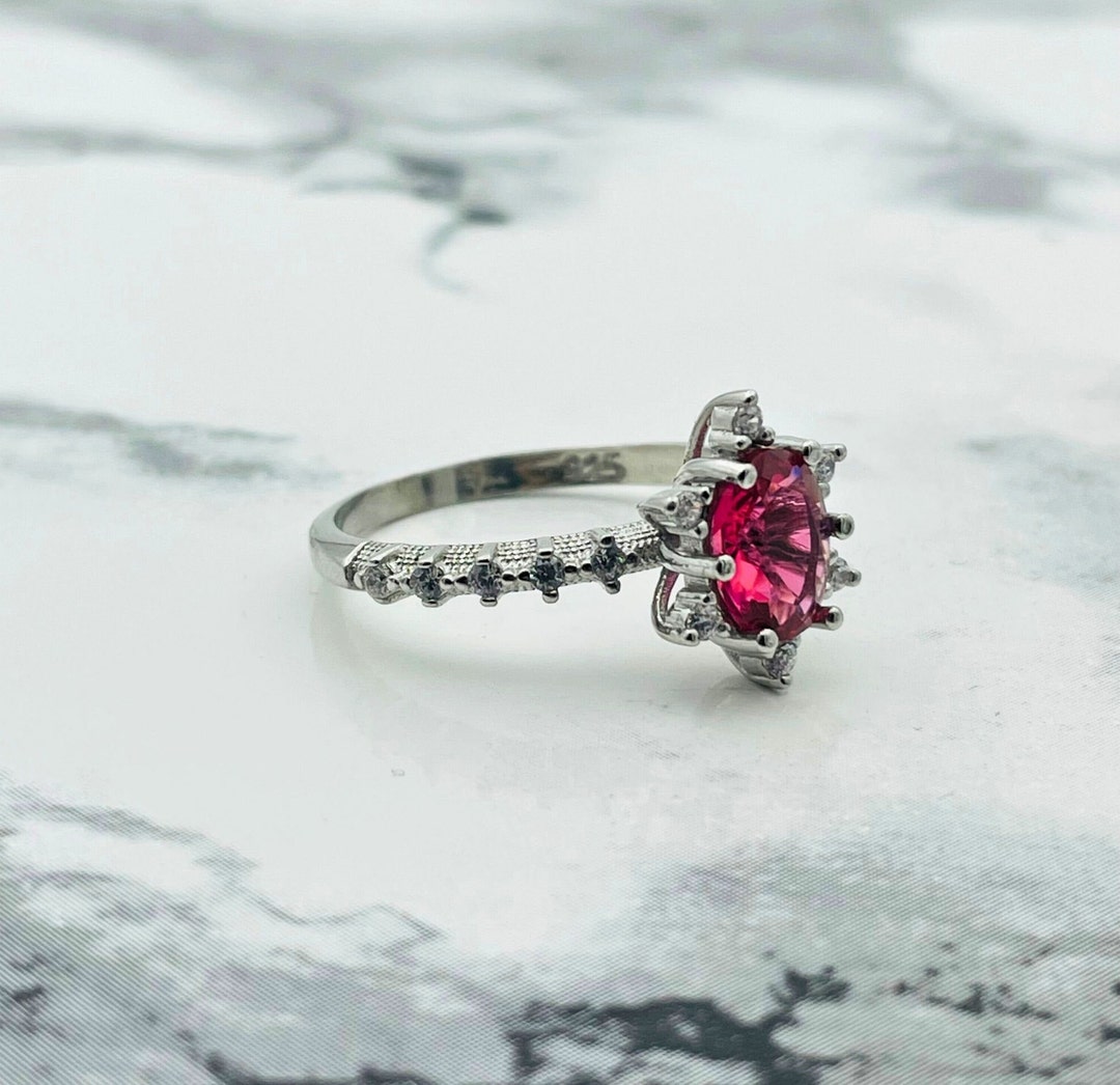 Oval Ruby Ring: Minimalist 925 Sterling Silver Engagement Ring - Etsy