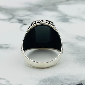 925 Sterling Silver Men's Black Onyx Stone Ring, Turkish Handmade Ring ...
