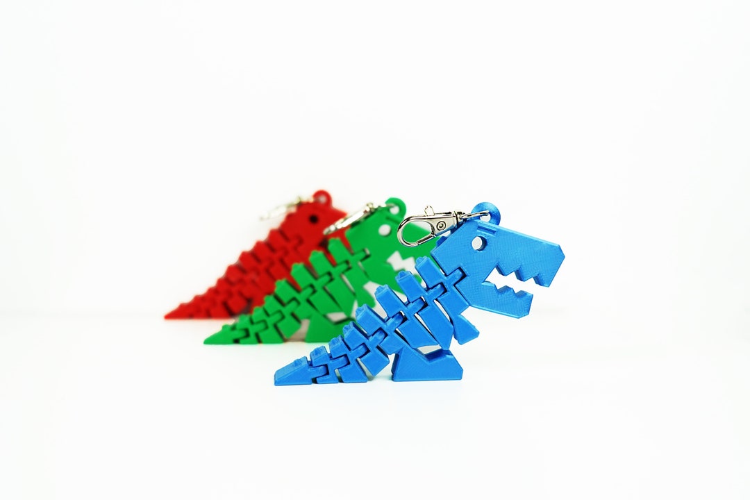 Keychain, Flexy Rex, Flexy Rex Keychain, 3d Print, 3d Printed Keychain, Flexible T-rex Dinosaur ...