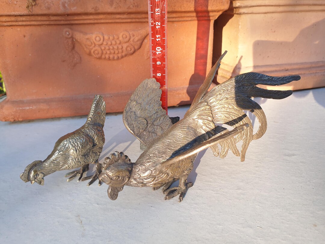 Brass Figures, Chickens, Rooster, a Pair - Etsy
