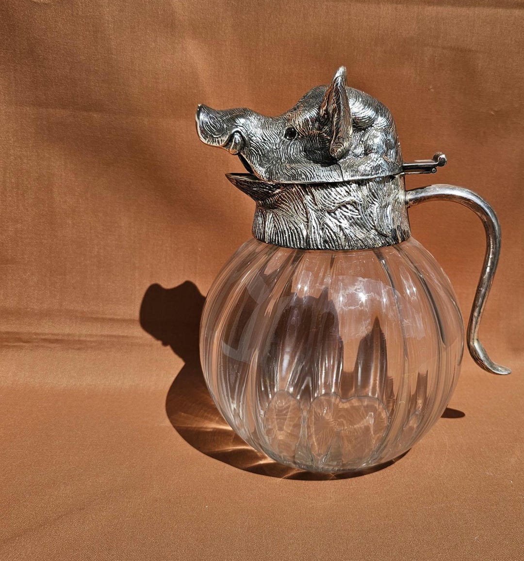 Valenti - Figural Wild Boar Head Jug Made of Silver and Glass - Etsy