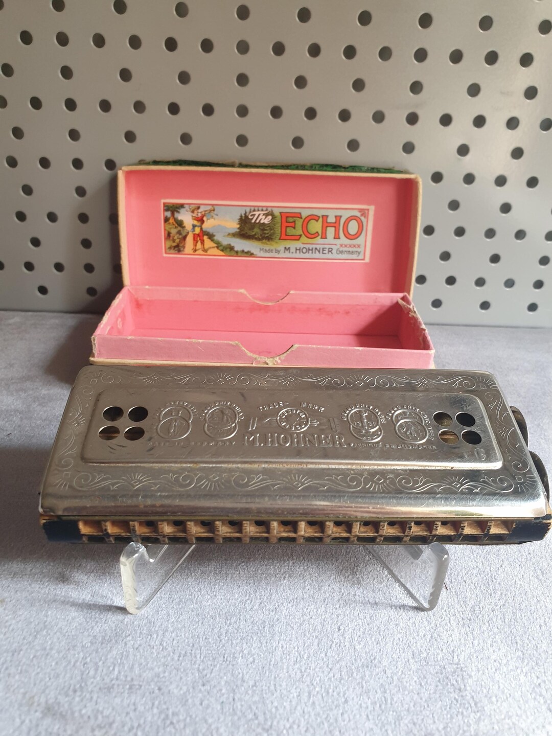 Vintage Hohner the Echo Harp 54-key of G-bell Metal Reeds-antique ...