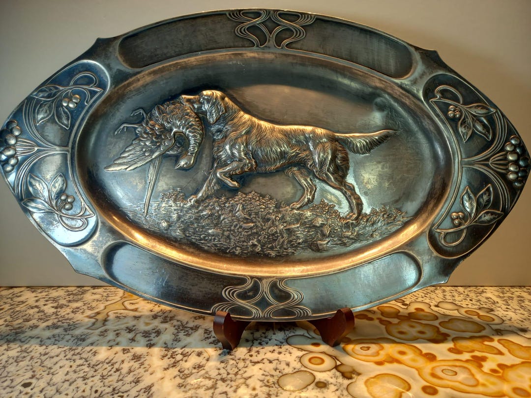 Pewter Bowl With Hunting Motif Relief, Hunting Dog, Pewter, Handmade - Etsy