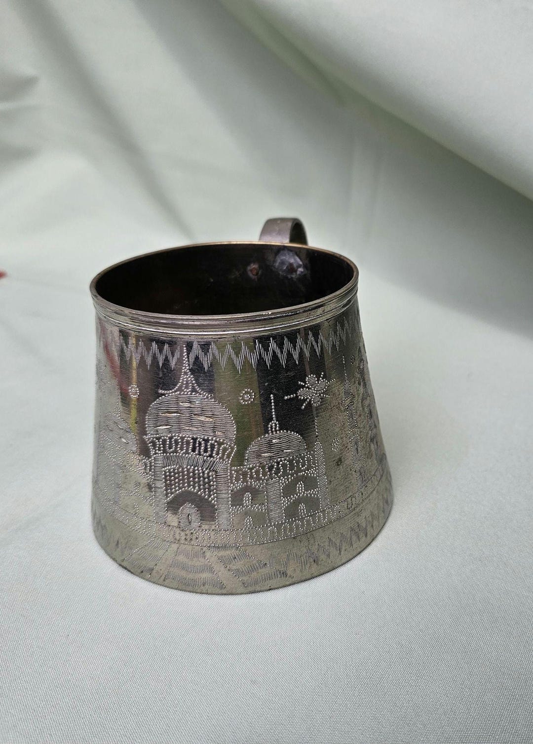 Vintage Indian Mug Engraved Taj Mahal Mosque - Etsy