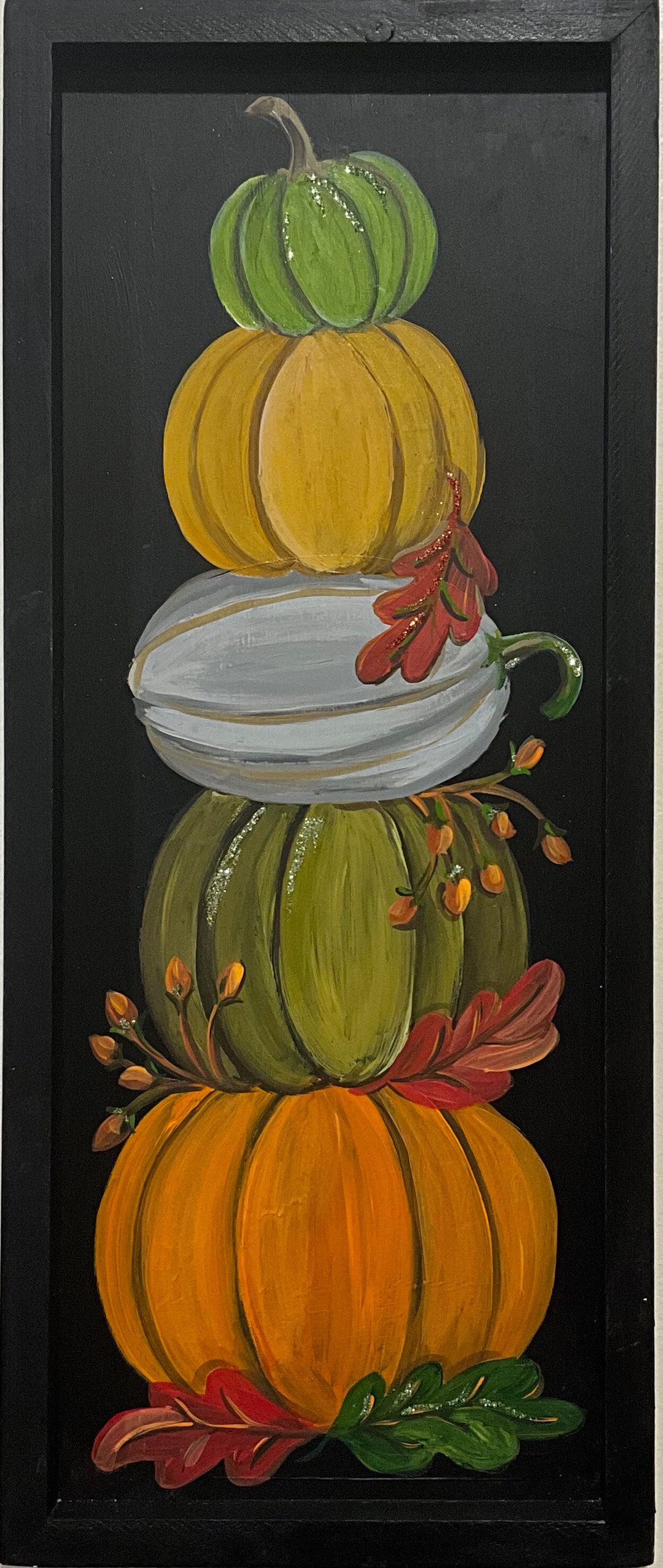 Hand Painted Harvest Pumpkin Stack Inset on Wood Frame - Etsy
