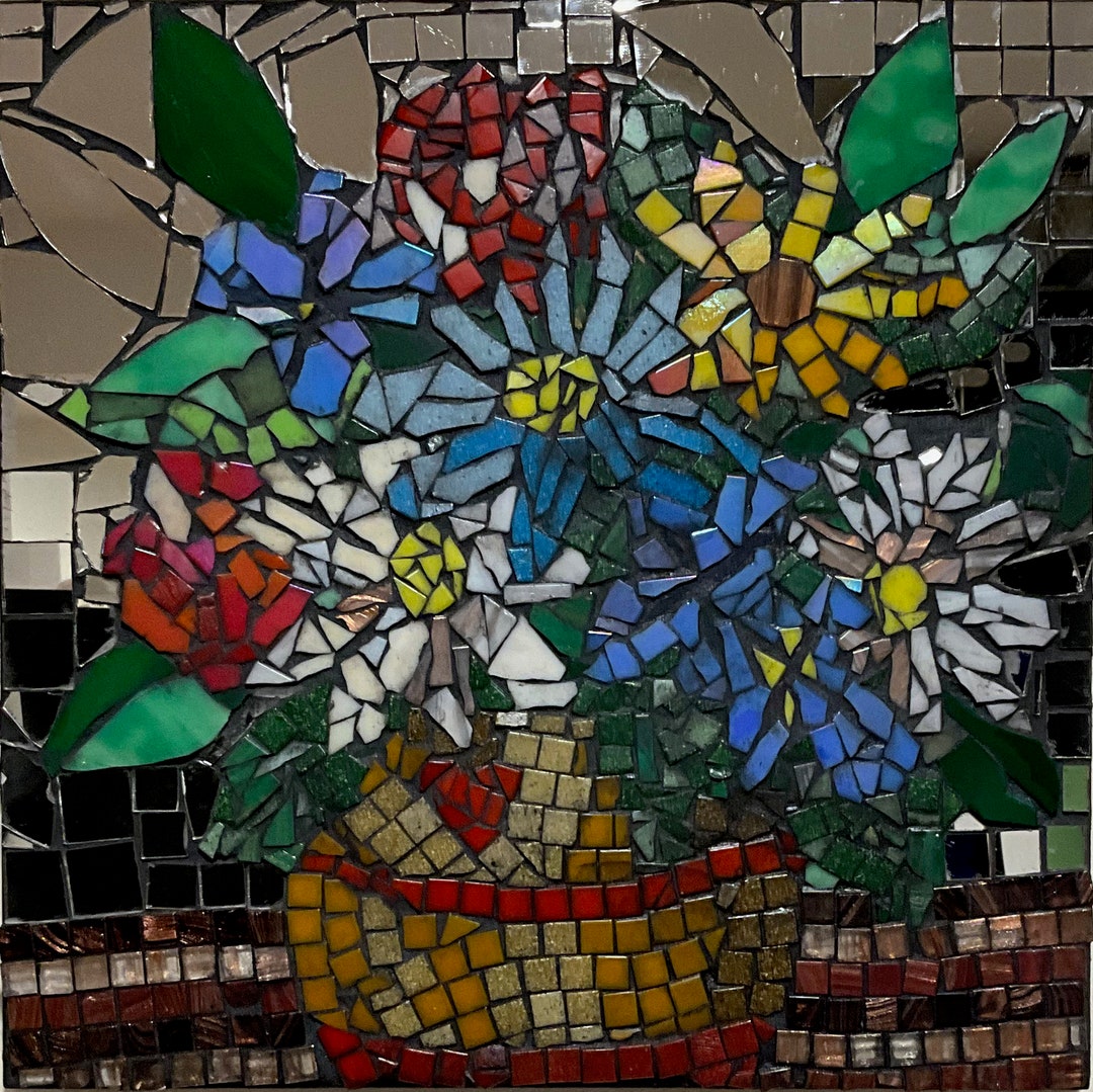 Mosaic Flower Pot, Tiles, Glass, Mirrors - Etsy