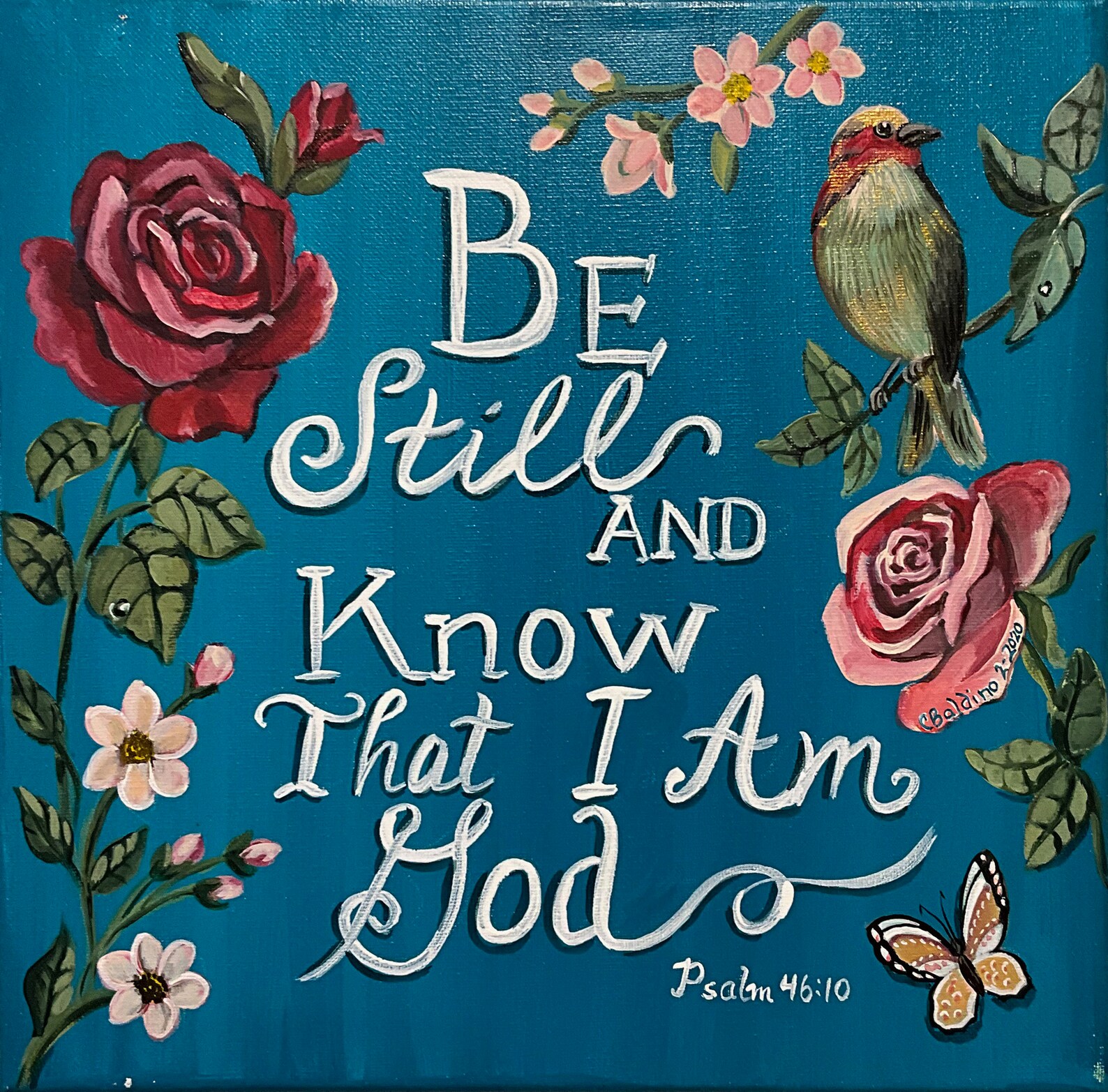 Be Still Roses and Bird Psalm 46:10 - Etsy