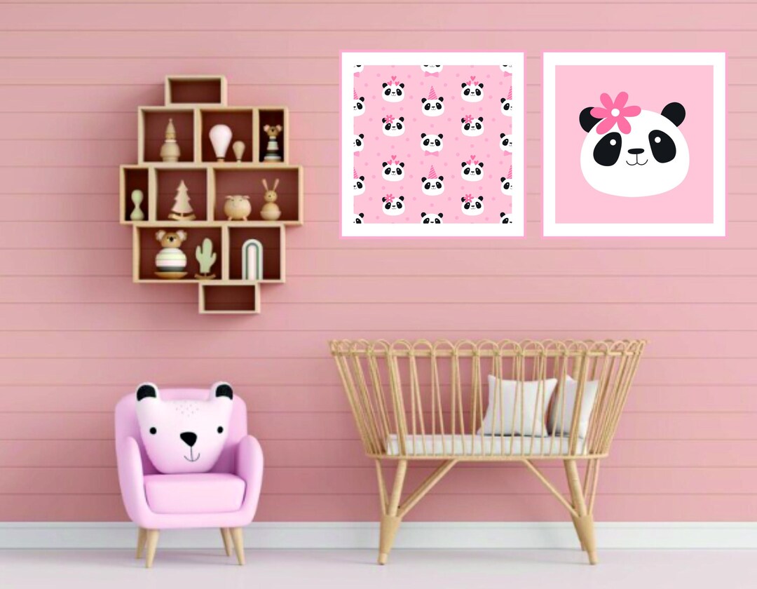 Wall Art for Your Babies - Wall Art, Panda, Pink Drawing, Crafts, Baby ...