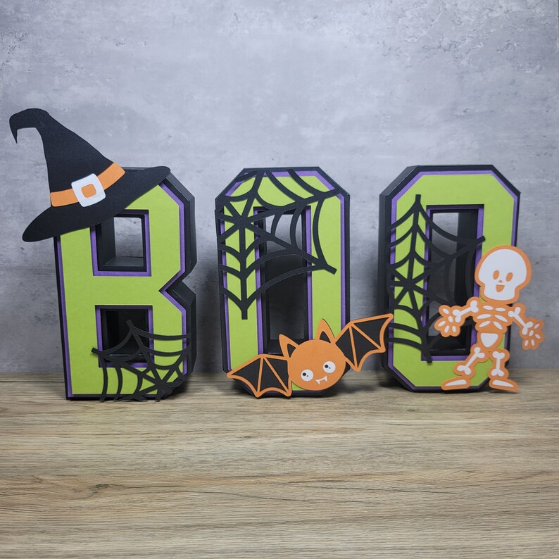 Boo Halloween Decoration 3D Letters Glow in the Dark , Cute Witch, Cute ...