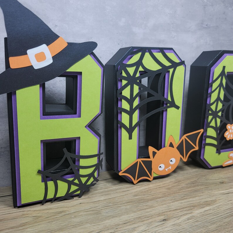 Boo Halloween Decoration 3D Letters Glow in the Dark , Cute Witch, Cute ...
