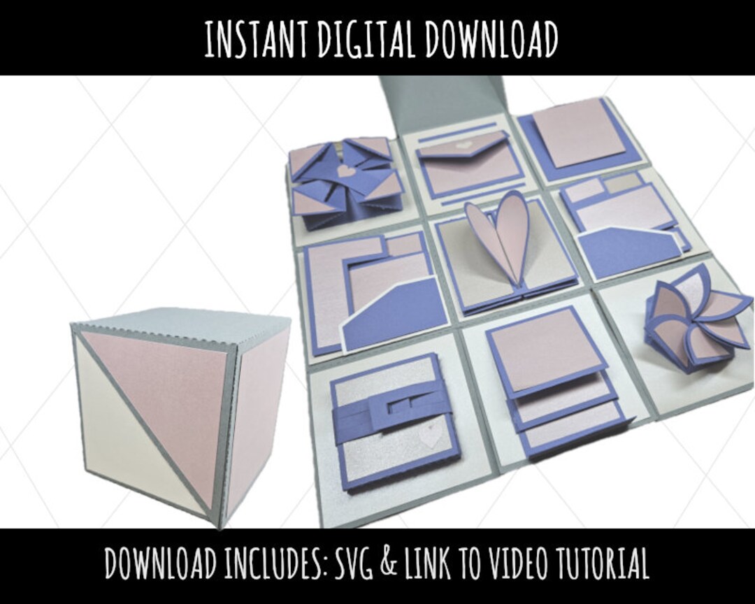 Explosion Box Bundle With 9 Mini Cards SVG | Instant Download | DIY ...