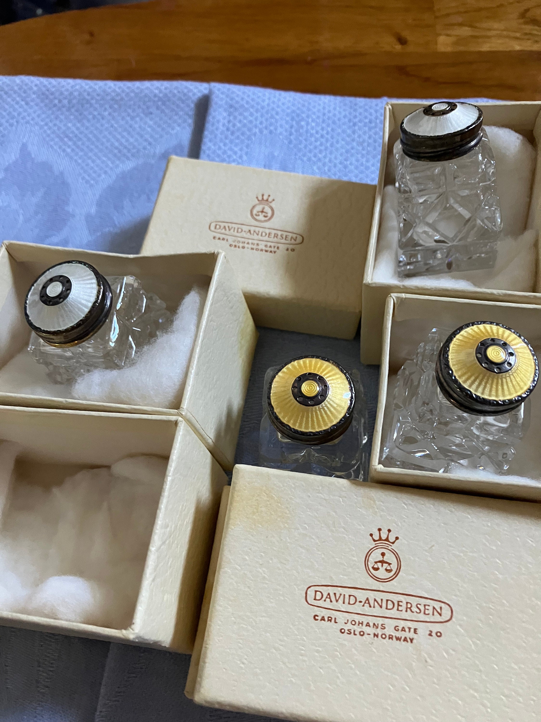 David Andersen Norway Sterling Silver Enamel Salt and Pepper Sets With ...