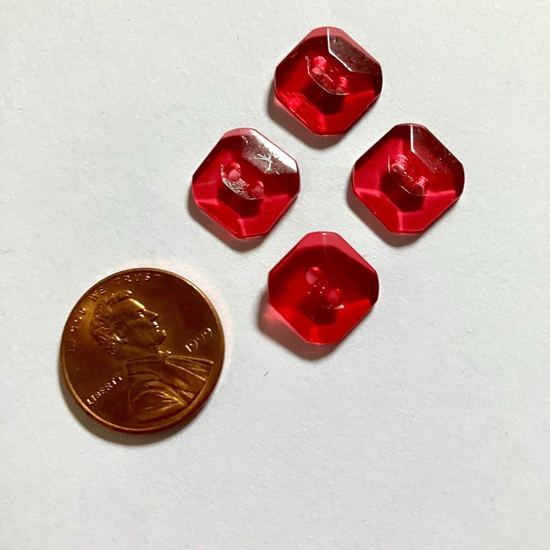 Antique Glass Square Buttons Rose Red Color - Etsy