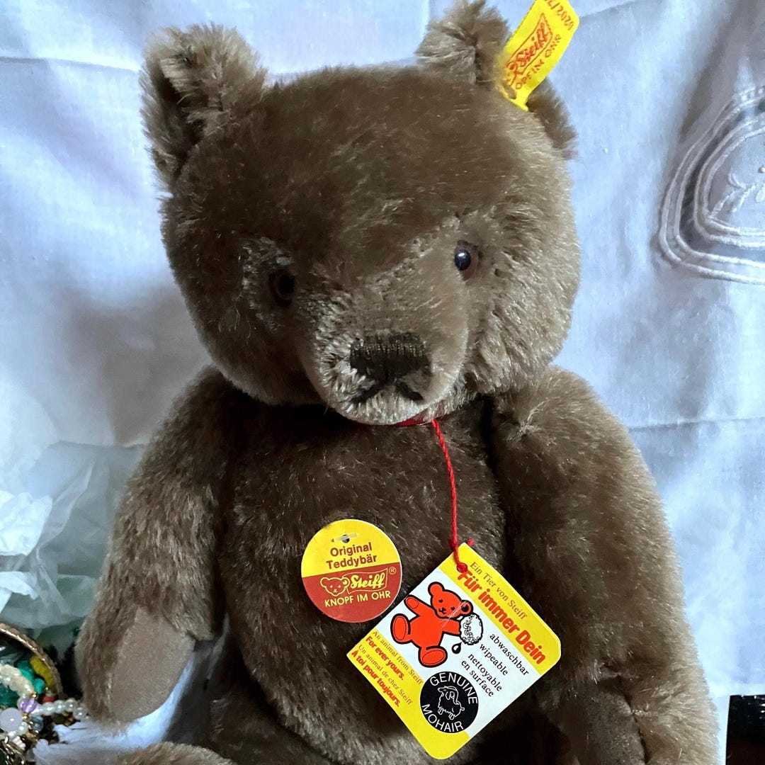Vintage Steiff Mohair Teddy Bear: Original Button, Tags, Fully Jointed ...