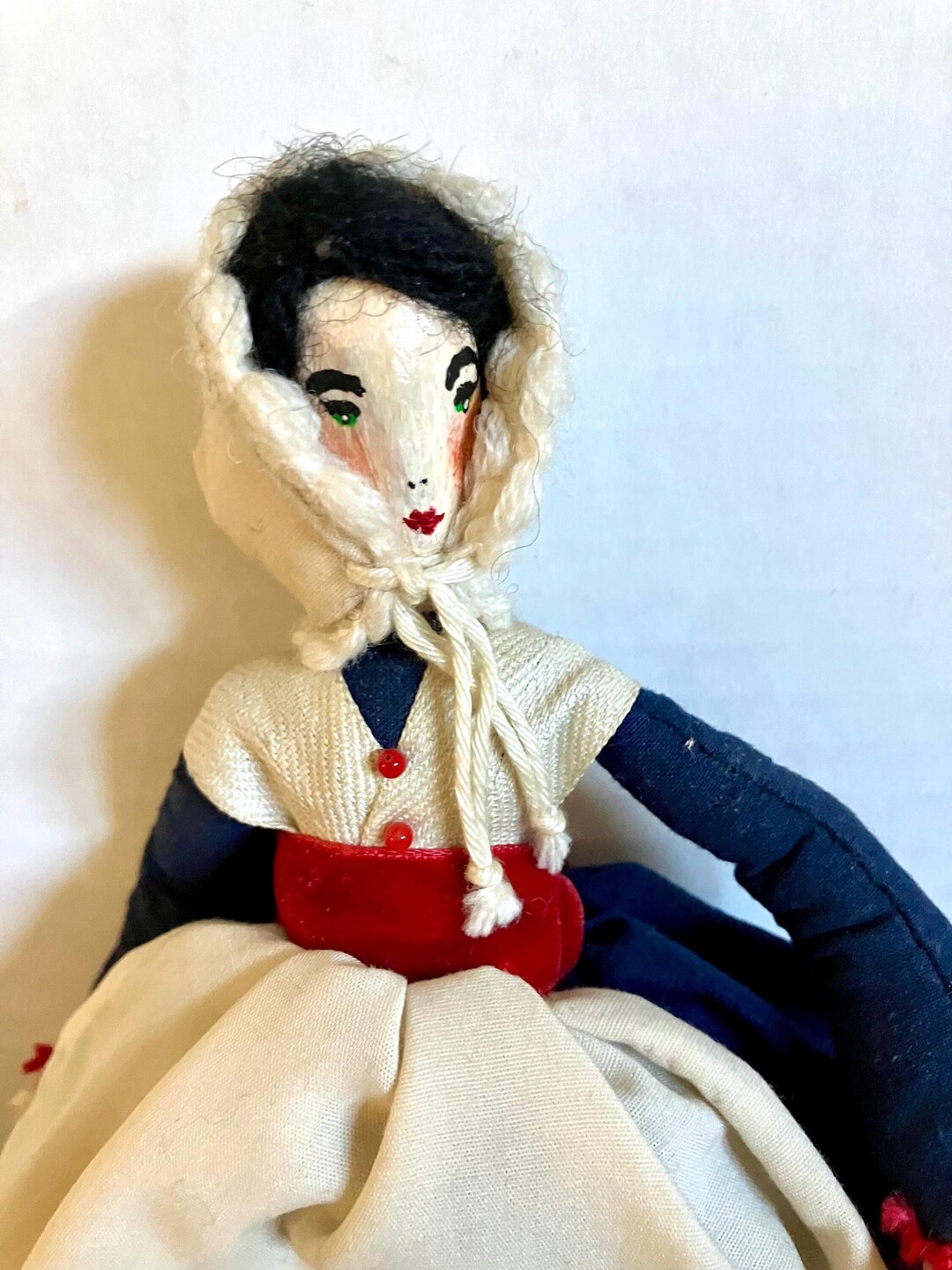 Vintage Folk Art Cloth Doll With Painted Face - Etsy