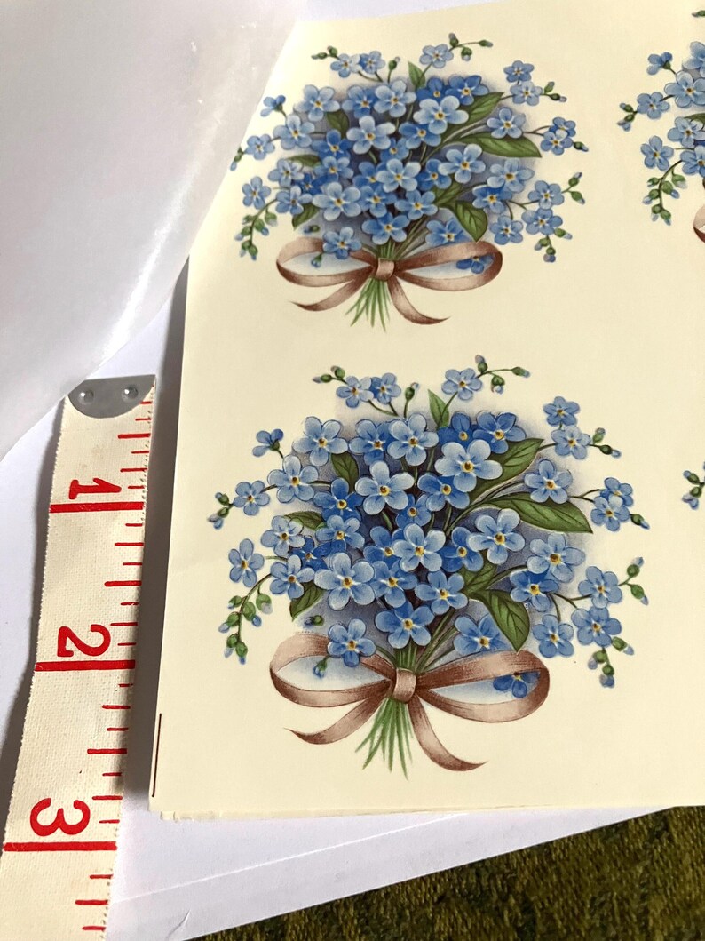 Vintage Blue Flower Decals With Bows - Etsy