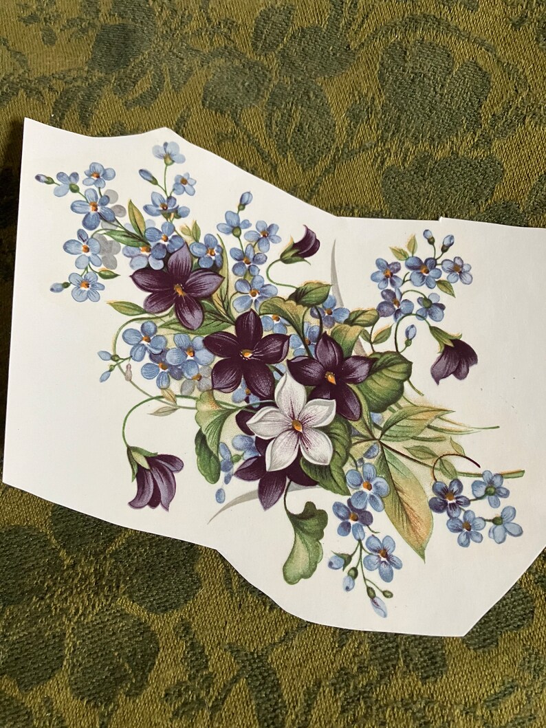 Vintage Waterslide Decal With Violet Flowers - Etsy