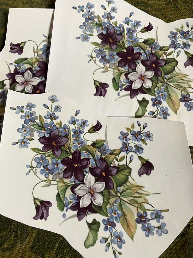 Vintage Waterslide Decal With Violet Flowers - Etsy