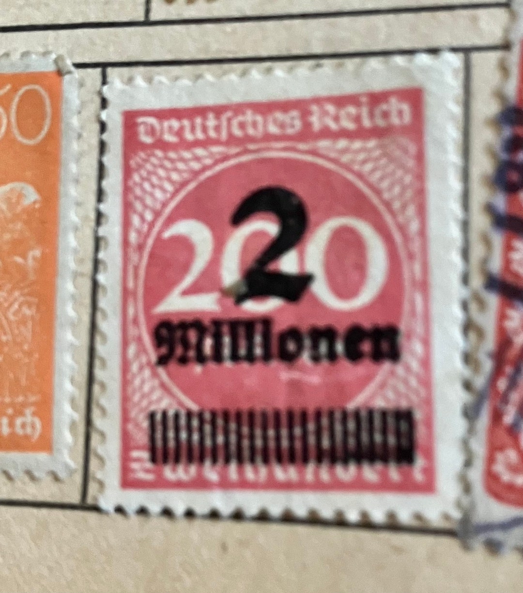 Weimar German Reich 1923 Stamp 2 Millionen Overprint 200 Mark - Etsy