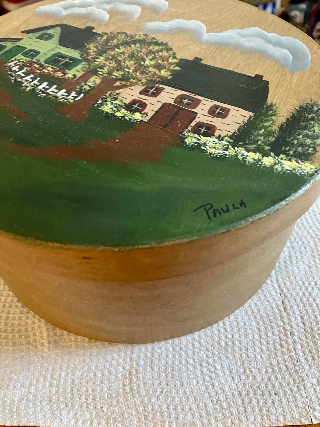 Antique Shaker Wood Trinket Box With Painted Lid - Etsy