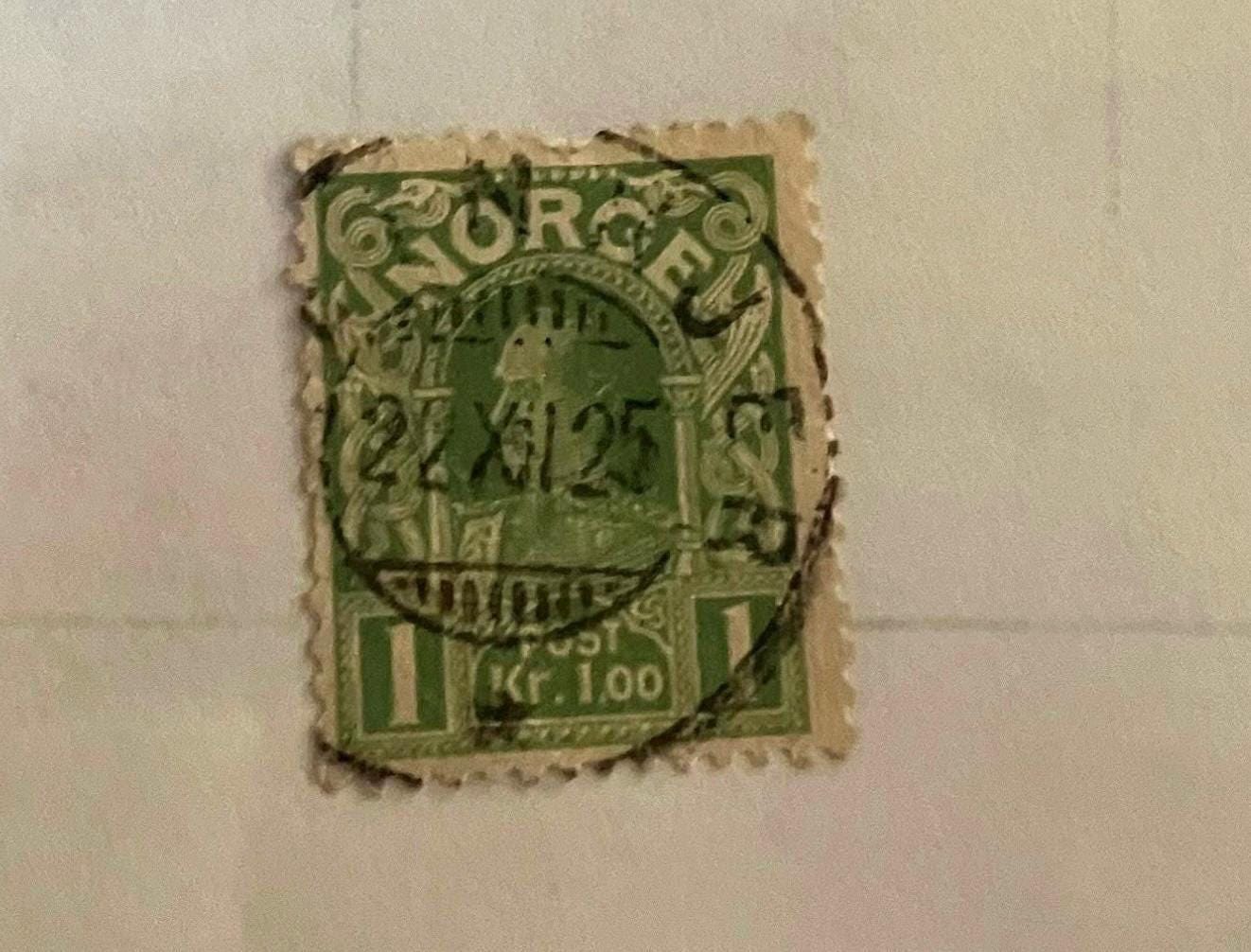 Rare Original Norway Stamp 1911, 1 Kr Light Green "king Haakon" Prince ...