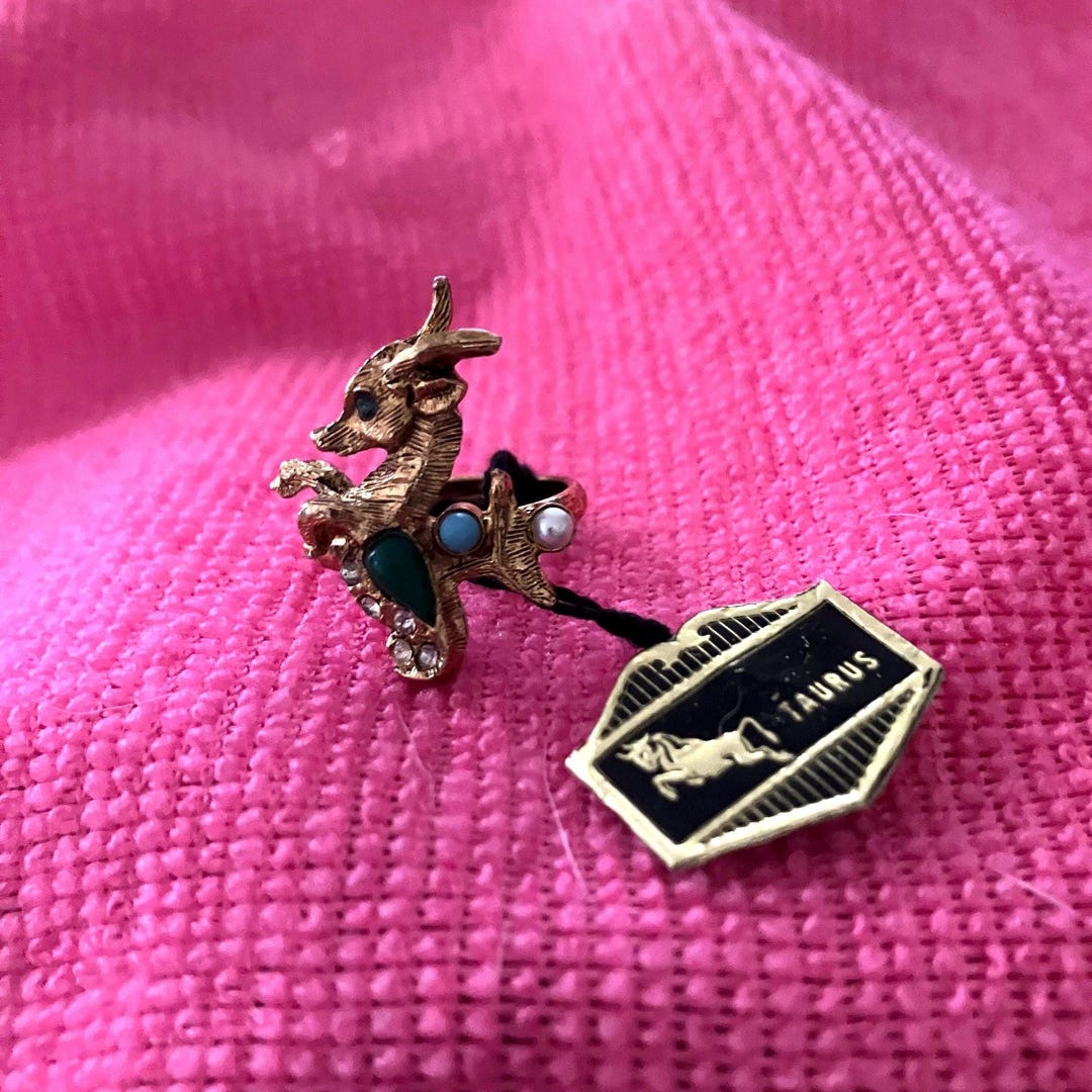 Vintage Crown Trifari Zodiac Ring With Original Paper Tag Adjustable ...