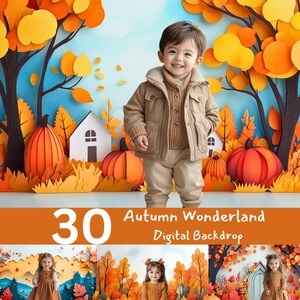 Autumn Wonderland Digital Backdrop | Fall Kids Photography Background ...