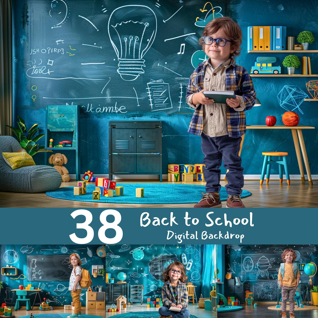 Chalkboard Back to School Digital Backdrop: Kids Photography (300 DPI ...