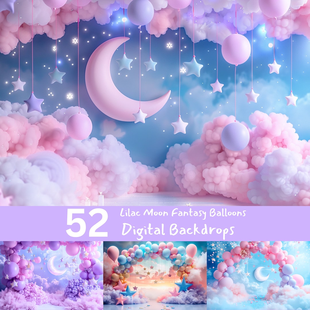 Lilac Moon Balloon Arch Digital Backdrops: Fantasy Cake Smash (PNG) - Etsy