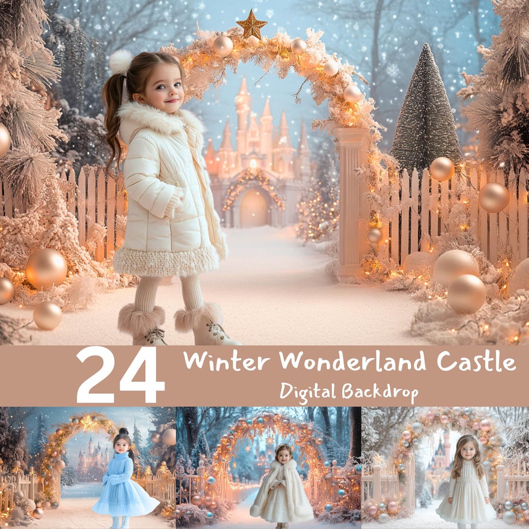 Winter Wonderland Castle Digital Backdrop for Kids Photography, Magical ...