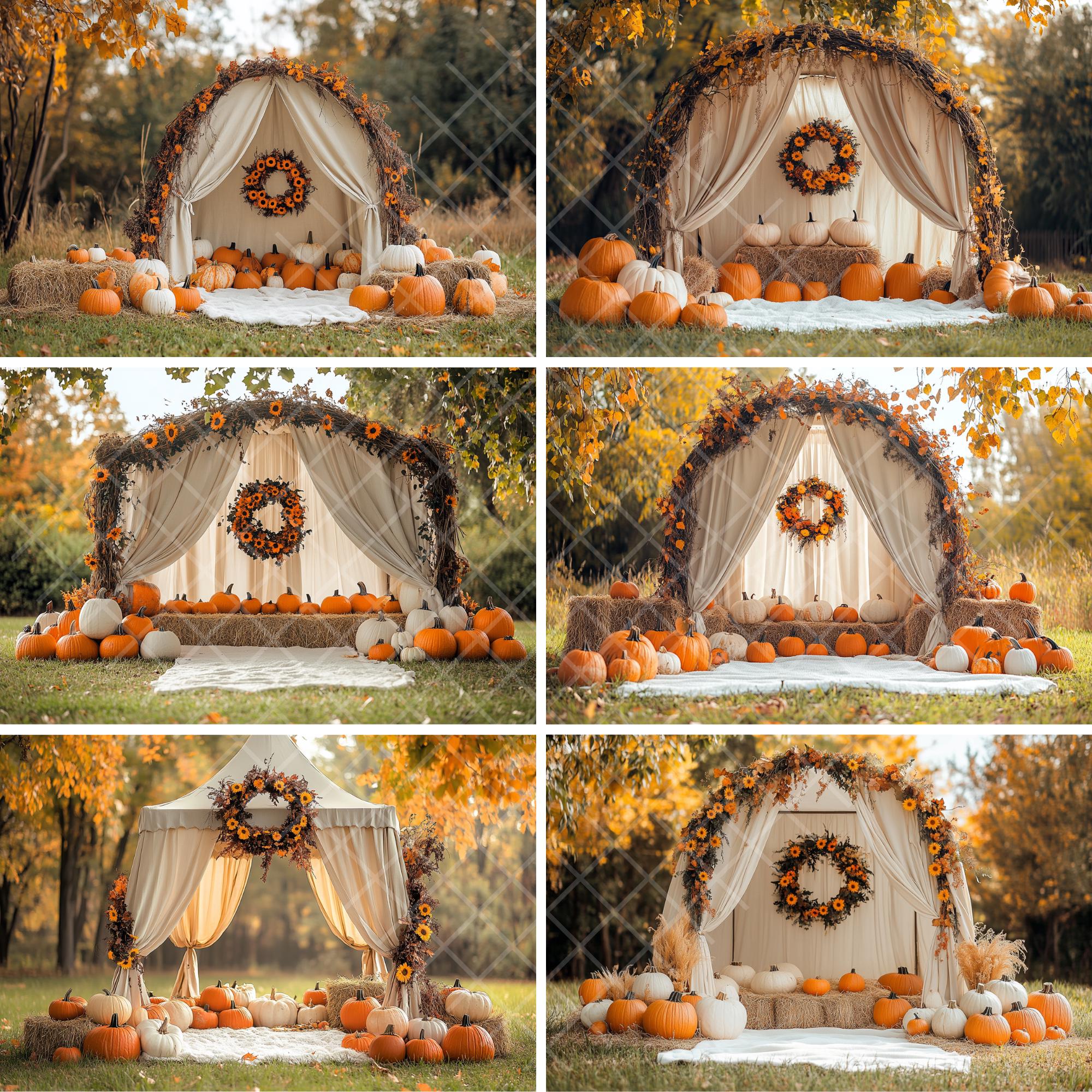 Autumn Teepee Digital Backdrop for Kids Photography, Ai-generated ...