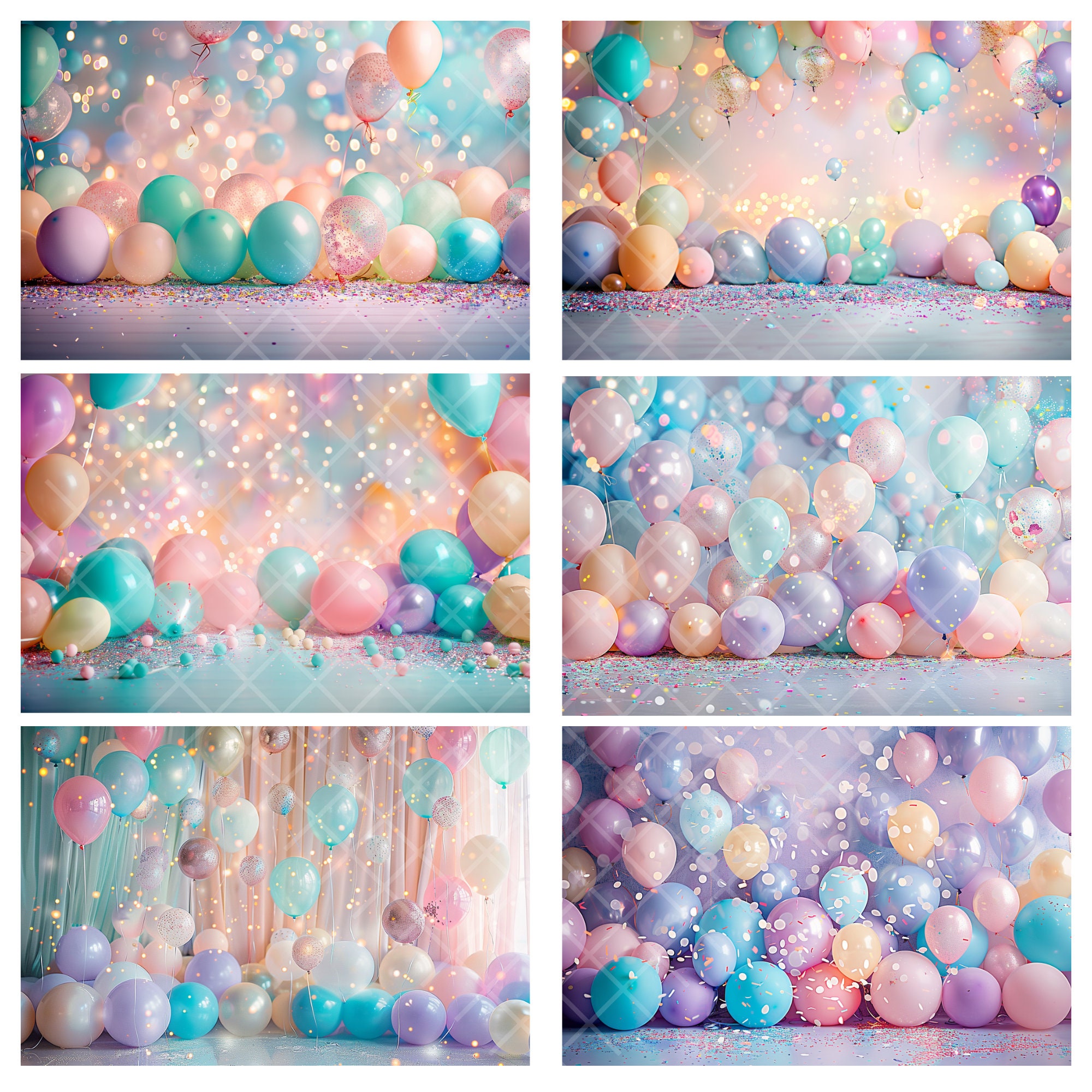 Sparkling Balloon Wonderland Digital Backdrop: Birthday Cake Smash ...