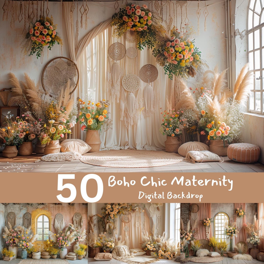 Boho Chic Maternity Digital Backdrops | Elegant Bohemian Photography ...