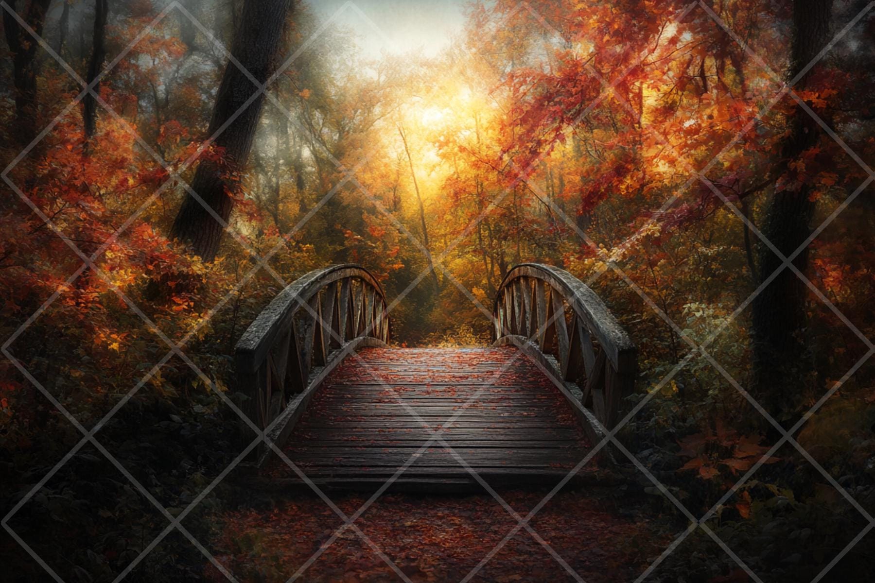 Autumn Forest Bridge Digital Backdrop: Fantasy Photoshoot (JPEG) - Etsy