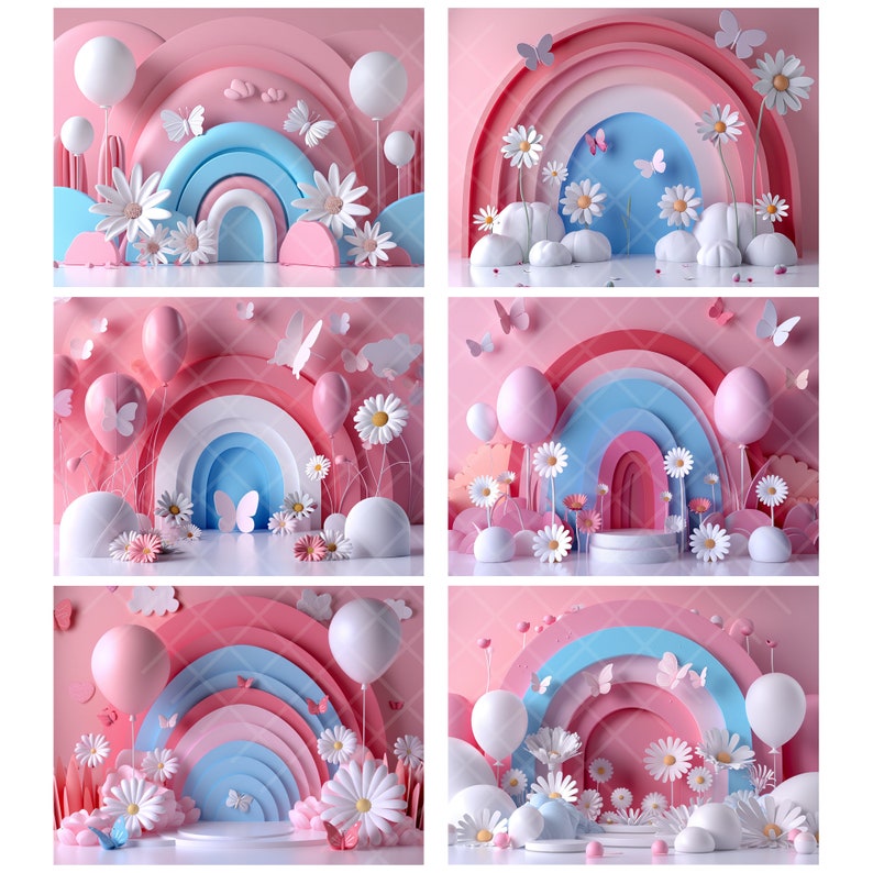 Daisy Flower Balloon Digital Backdrops, Child Photography Studio ...
