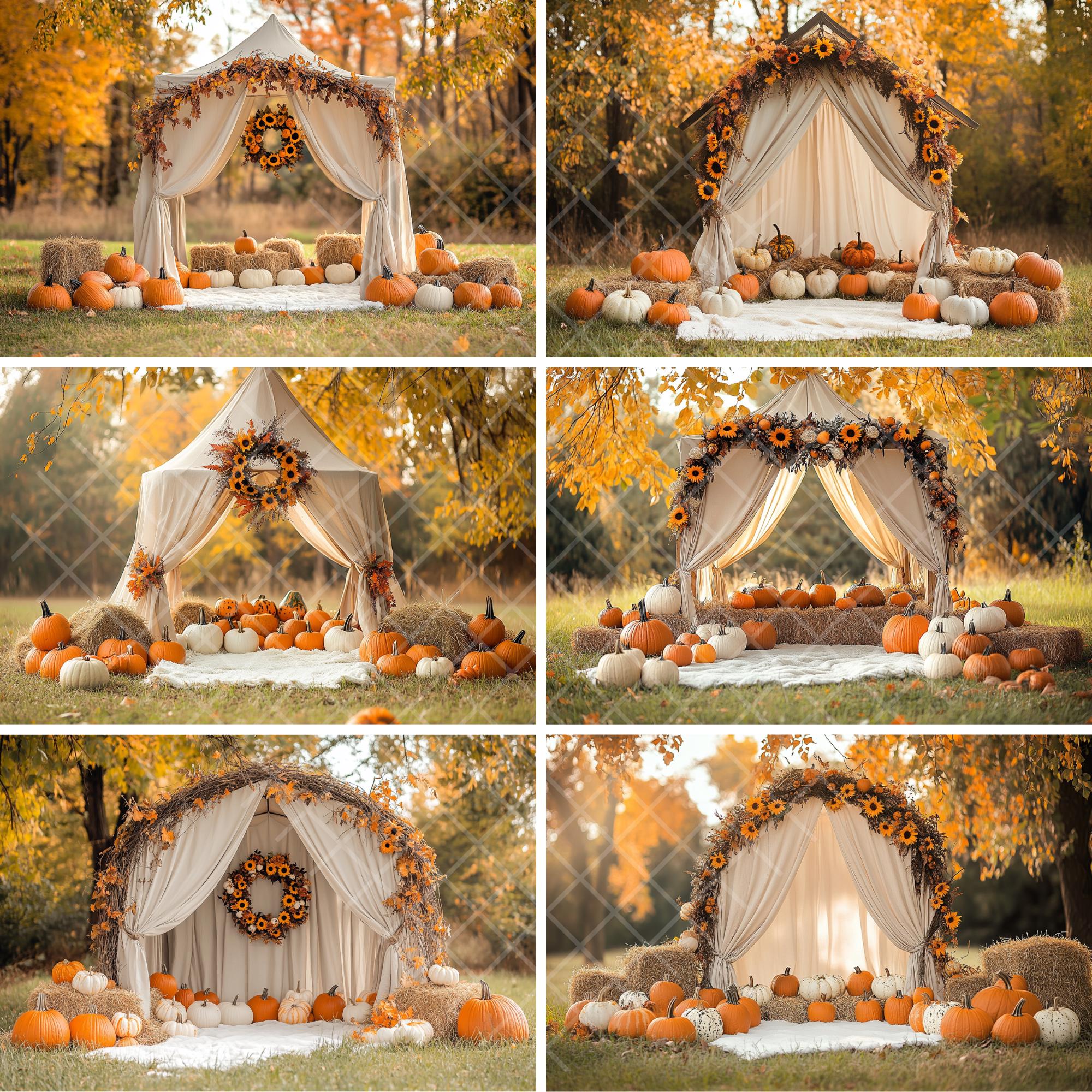 Autumn Teepee Digital Backdrop for Kids Photography, Ai-generated ...
