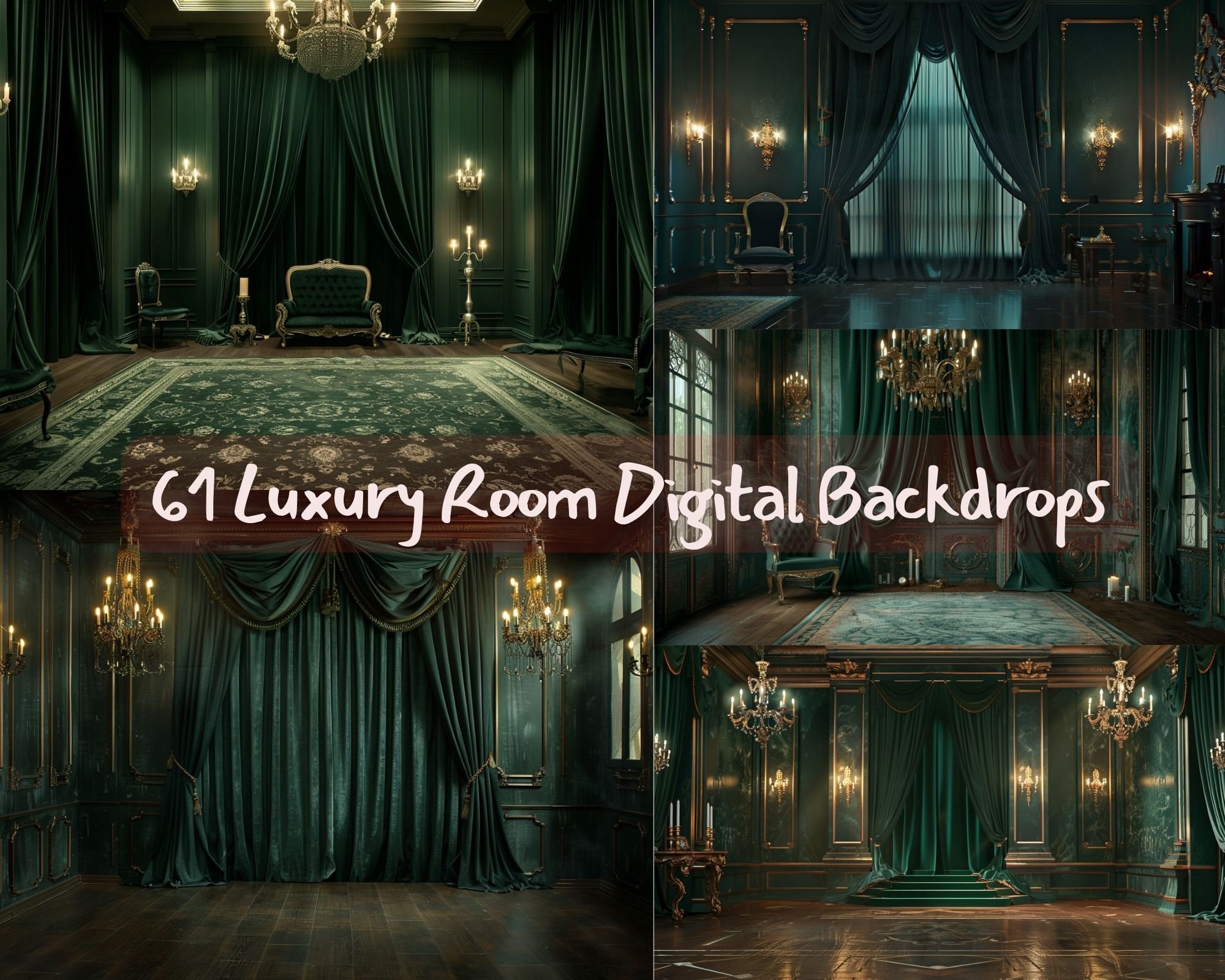 Luxury Room Digital Backdrops: Wedding Portrait Overlays (61 JPG Files ...