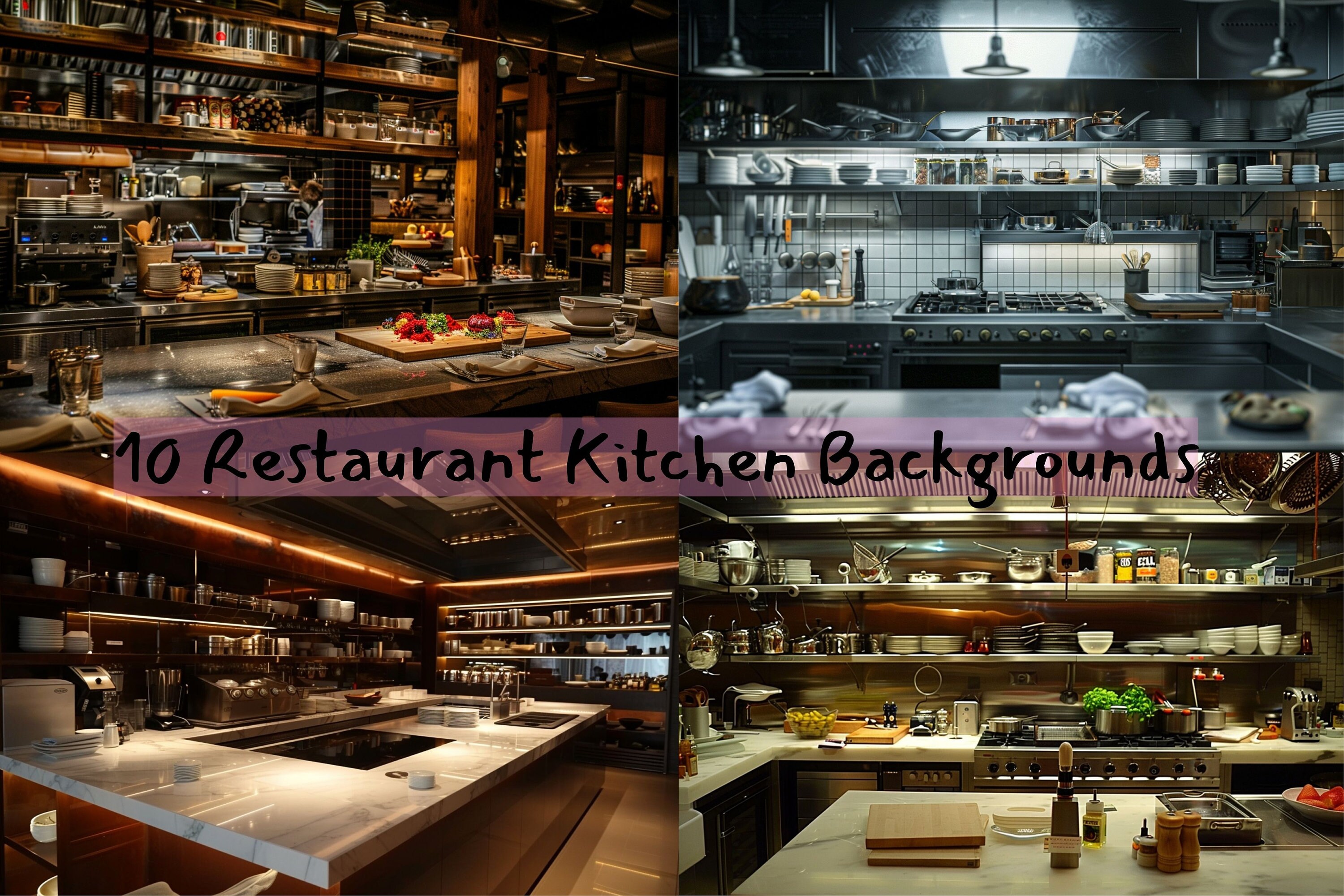 Modern Kitchen Digital Backdrops, Restaurant Kitchen Digital Background, Chef Photo, Headshot ...
