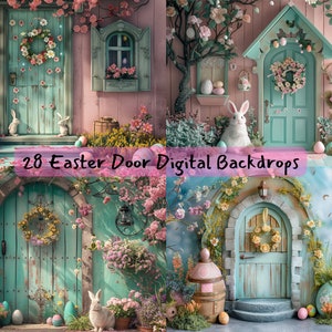Easter Digital Backdrops, Easter Eggs Bunny Outdoor Photo Props, Spring Photo Digital Background ...